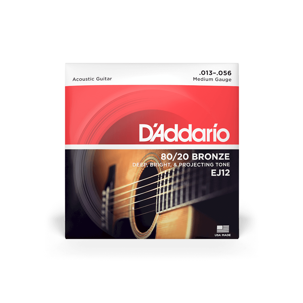 D'Addario EJ12 80/20 Bronze Medium 13-56 Acoustic Guitar Strings ...
